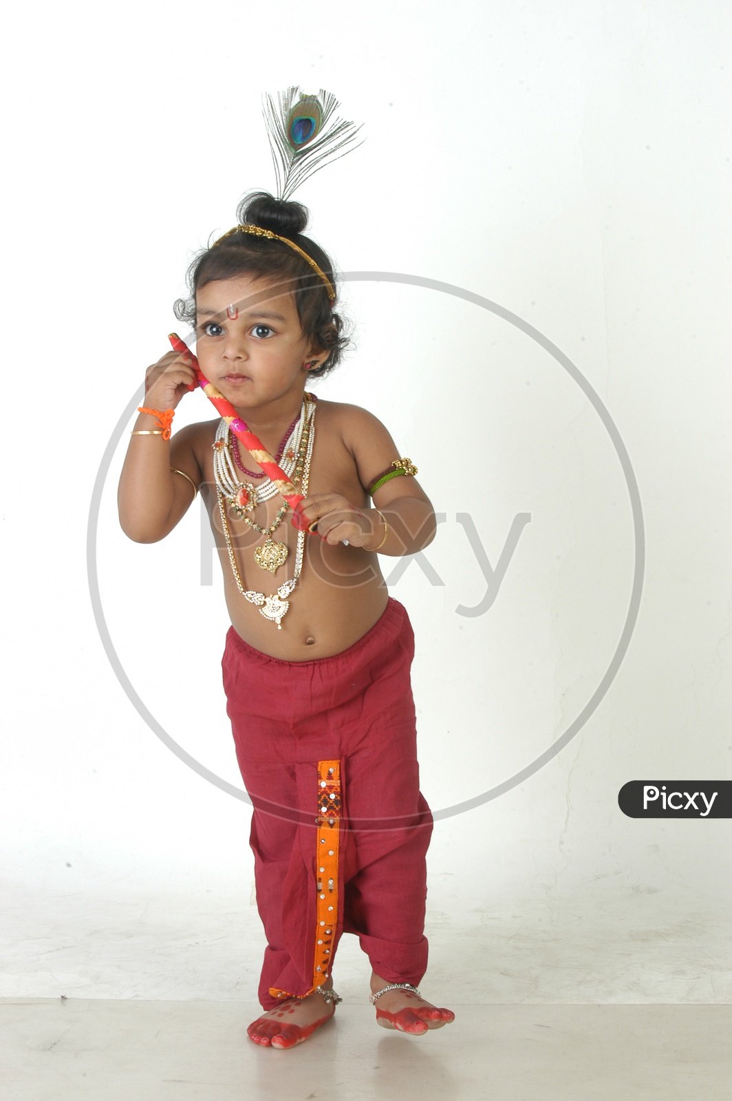 Image of A Cute Indian Boy in a Hindu God Sri Krishna Getup-GR282005-Picxy