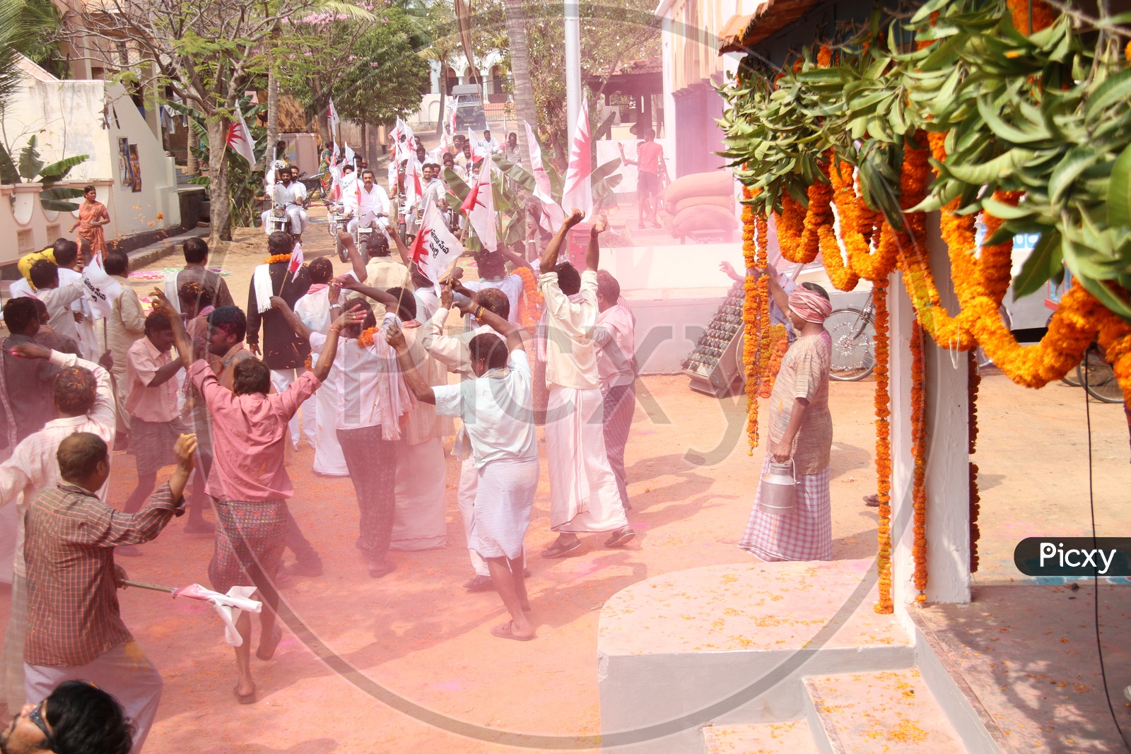 Image of Indian Village People Celebrating The Victory in Elections By ...