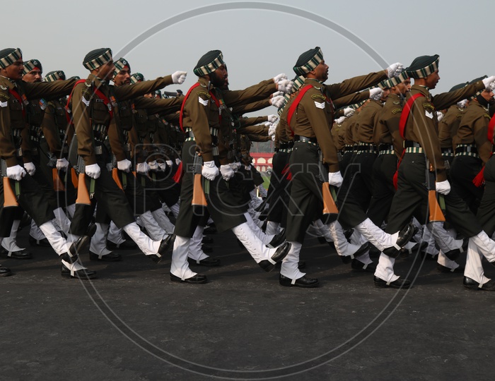 Image of Indian Army Soldiers Marching on Army Day Parade-HV179386-Picxy