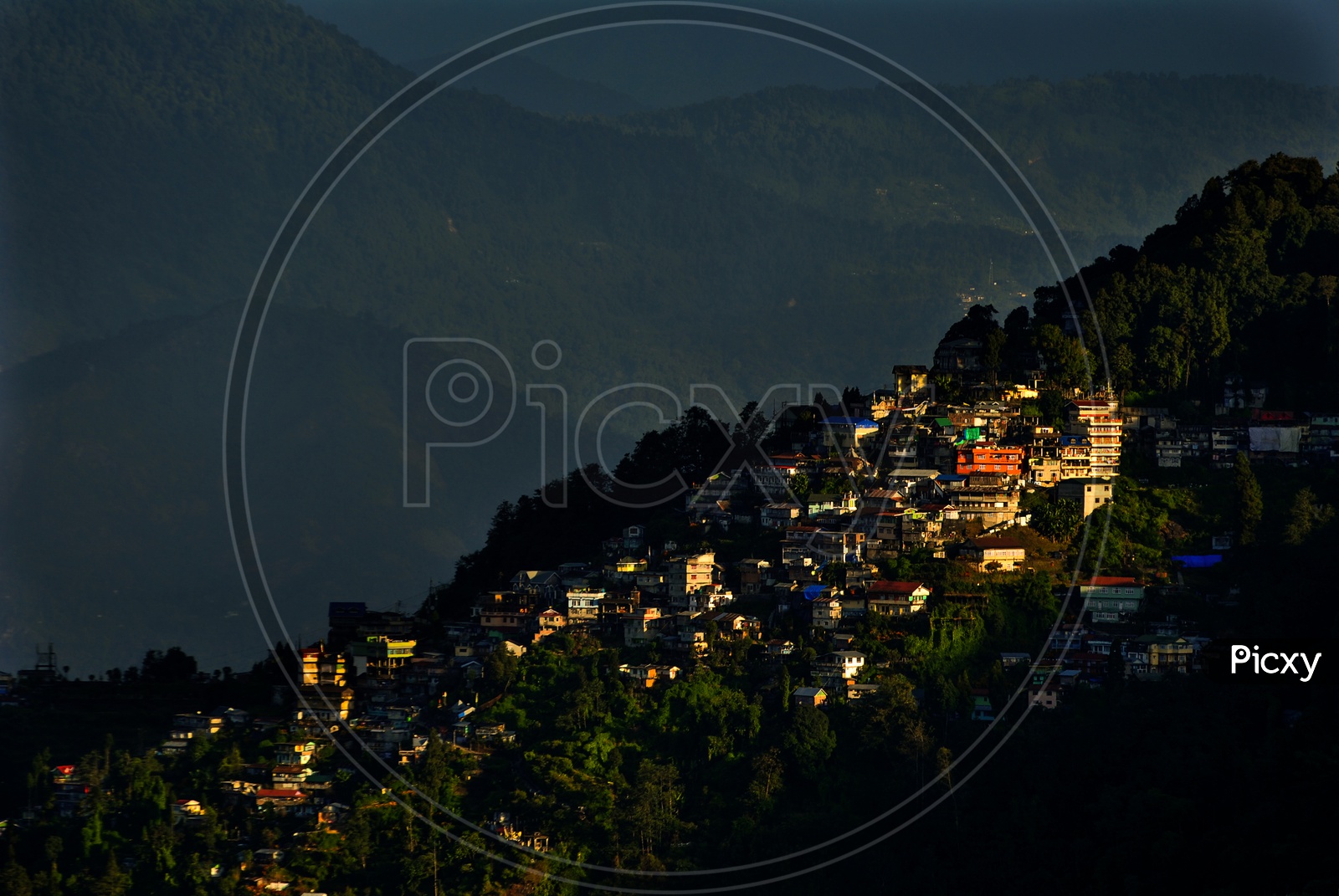 Image of A Beautiful View Of a Houses In Hill station In Night Time ...