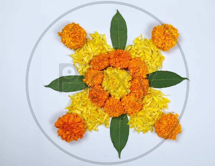 Image of Marigold Flower Rangoli Design for Diwali, Deepavali or ...