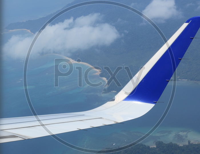 Image of Aerial View of Port Blair with Airplane wing-UM861464-Picxy