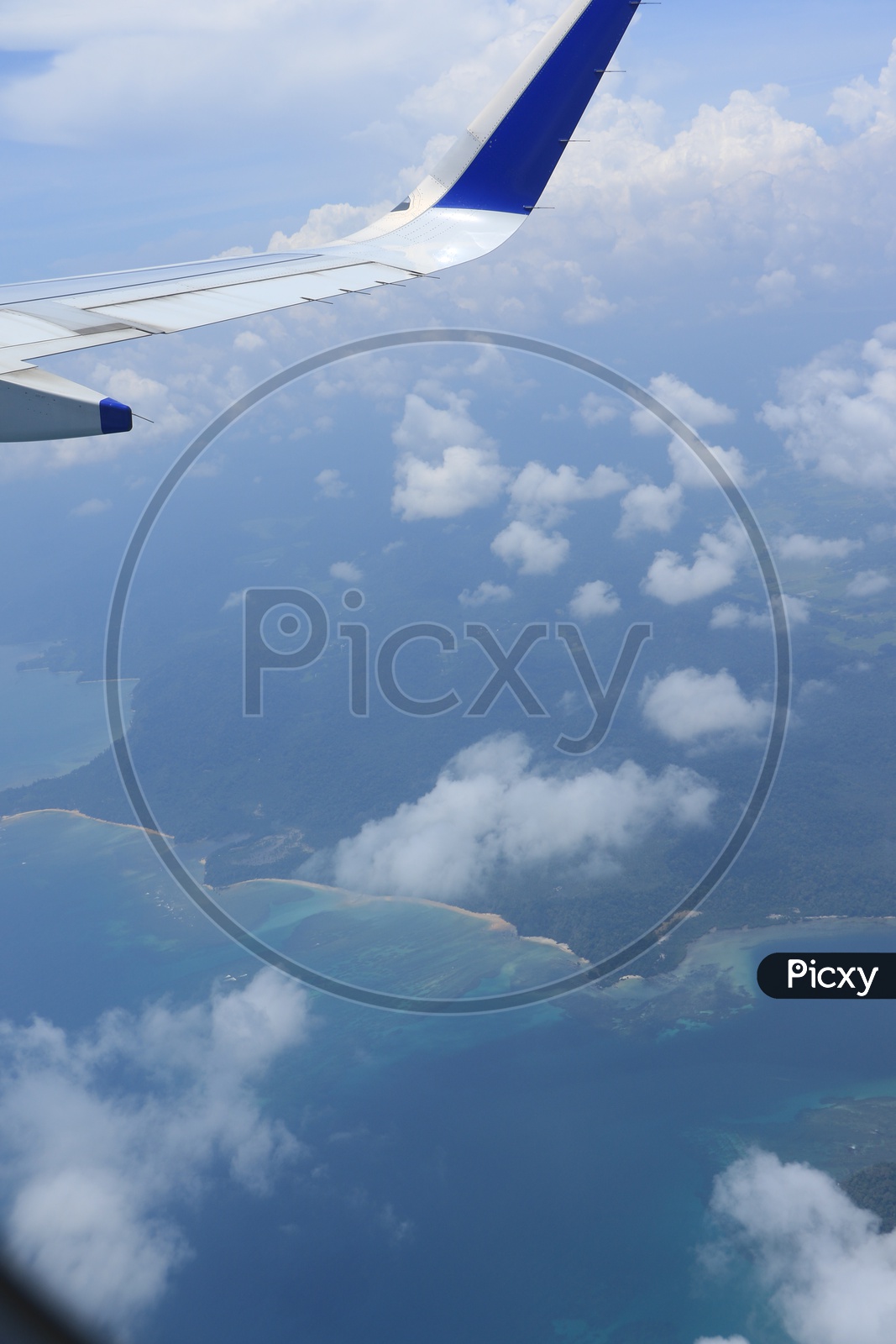 Image of Aerial View of Port Blair with Airplane wing-HZ527994-Picxy