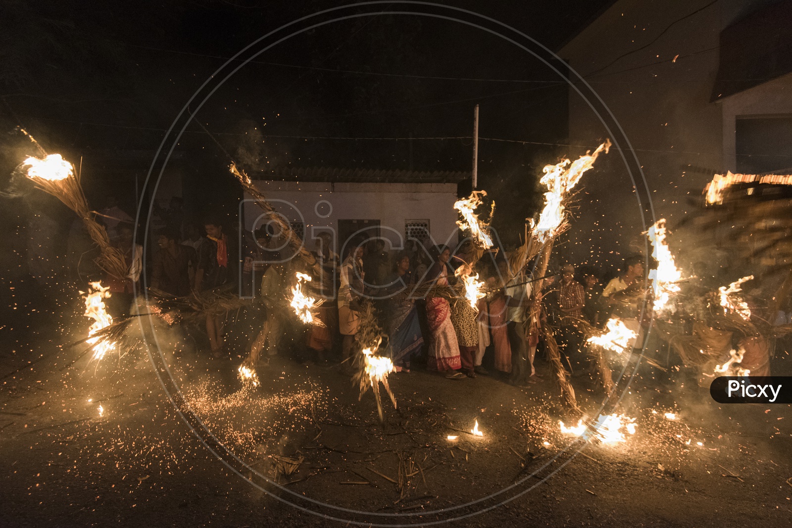 Indian Kerala People making Torches from dried Coconut Leaves In ...