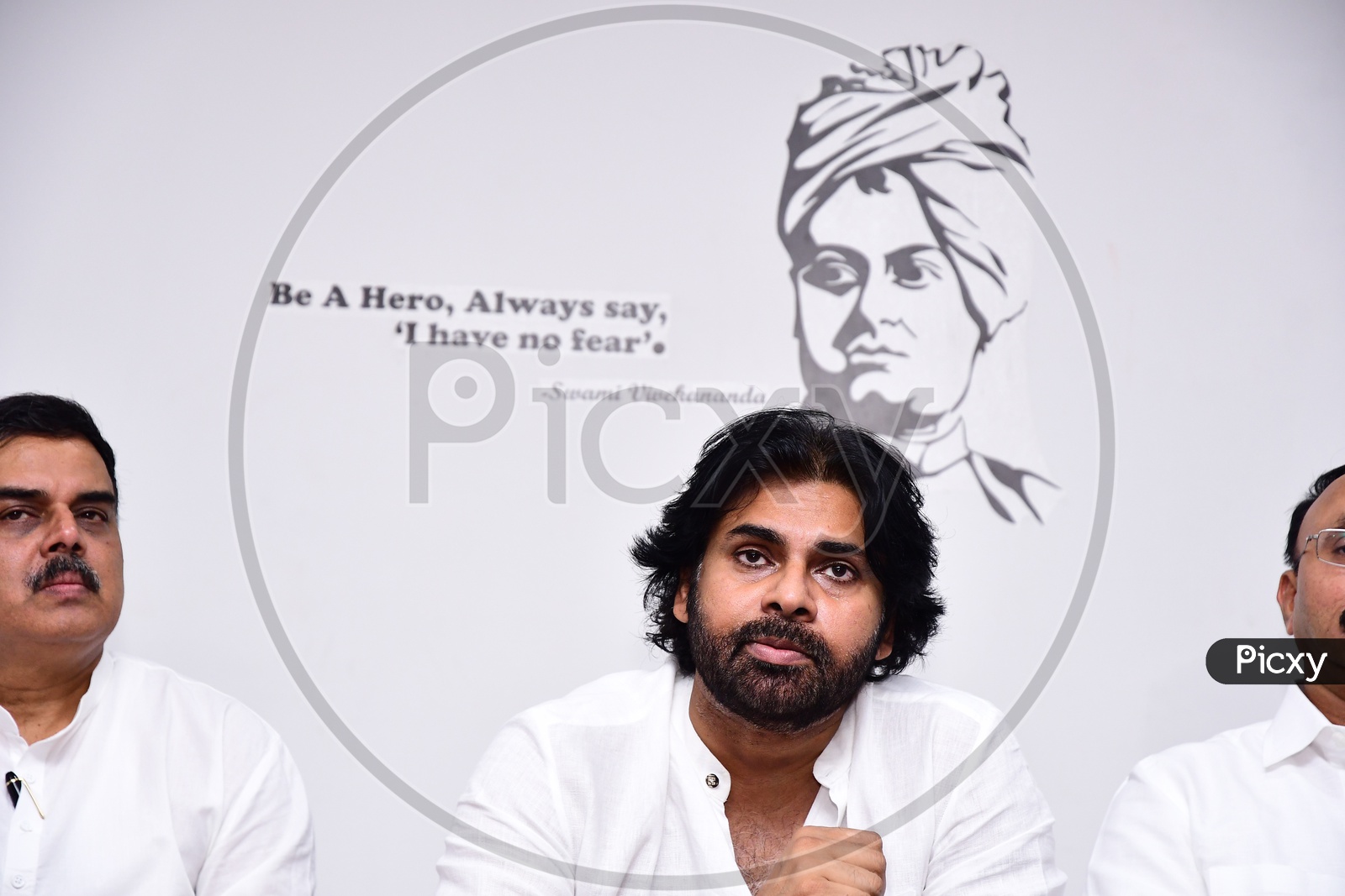 Image of Pawan Kalyan , Actor Turned Politician Of Jana Sena Political Party President During a ...