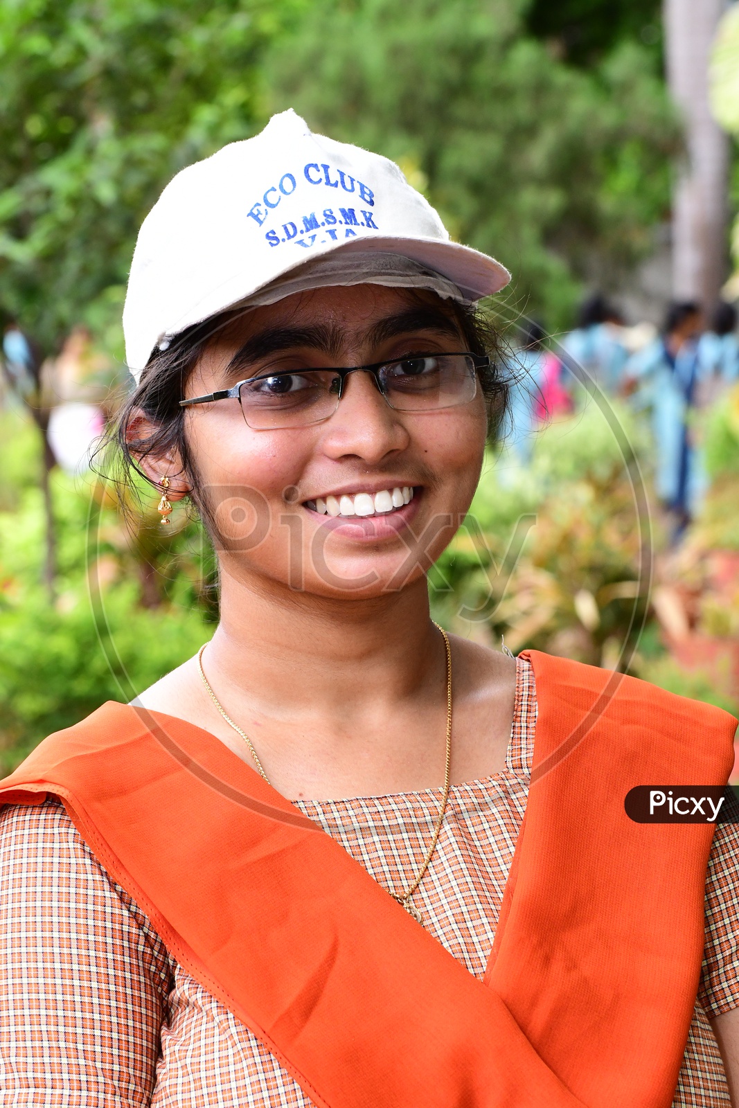 Image of Indian School Girls And Eco Club Members Wearing Caps-YZ337118 ...