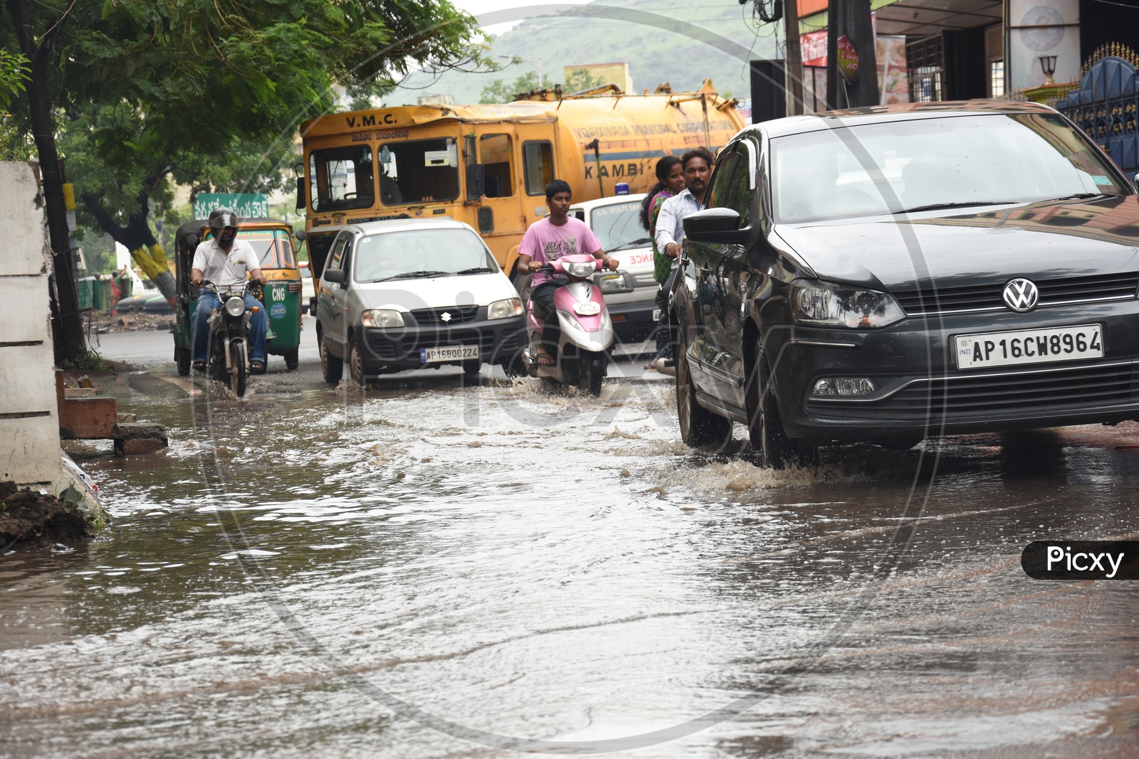 Image of Commuting Vehicles on Flooded Roads After Heavy Rains-SX884918 ...