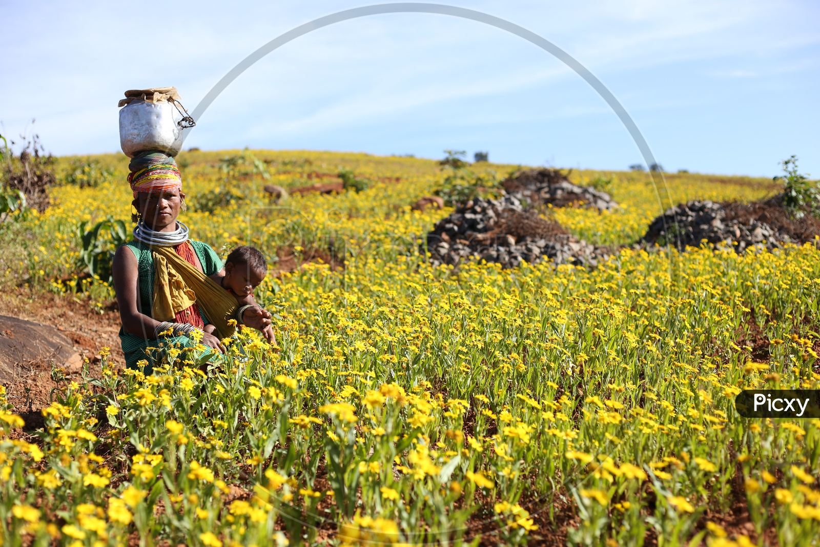 Image of Bonda Tribal Woman With Her Child In Tribal Village ...