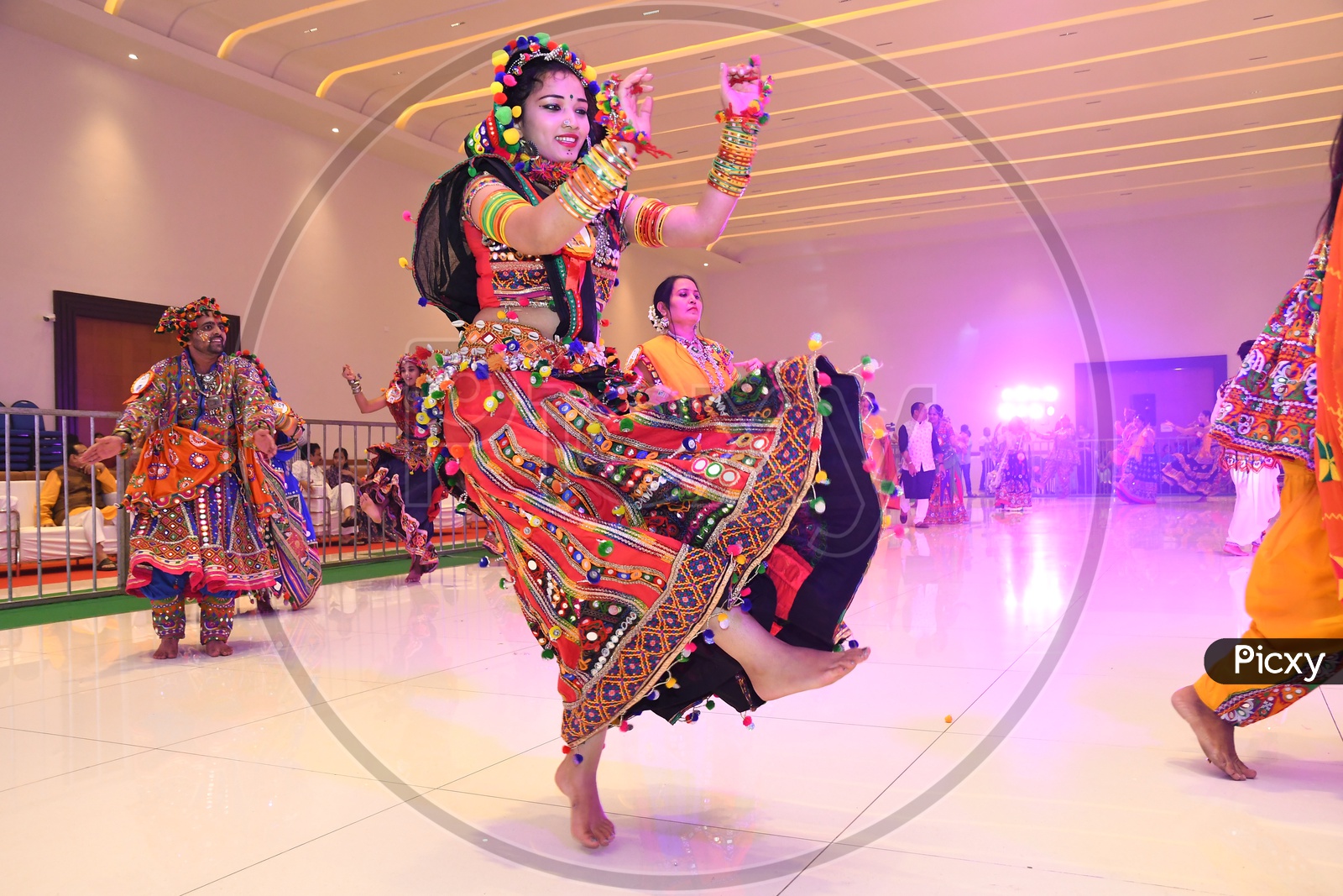 Image of Beautiful Indian Girls Playing Dandiya Dance At Garba Dandiya ...