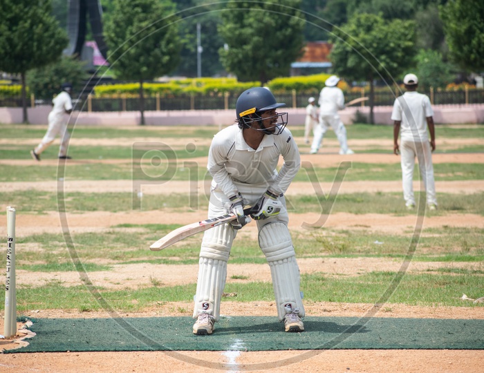 Image of Close up of a cricket batsman batting on the field-RK989260-Picxy