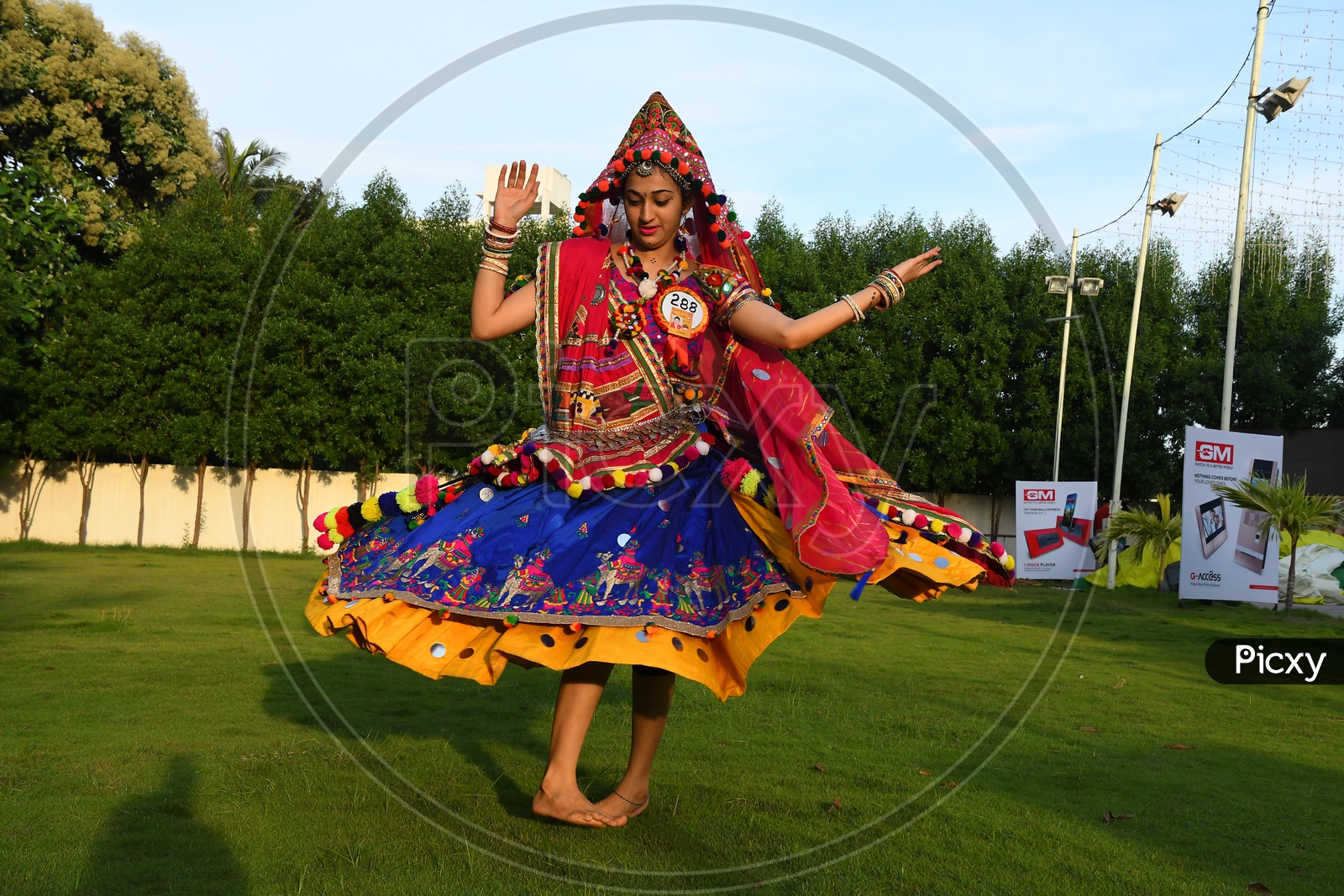 Image of Beautiful Indian Girls Playing Dandiya Dance At Garba Dandiya ...