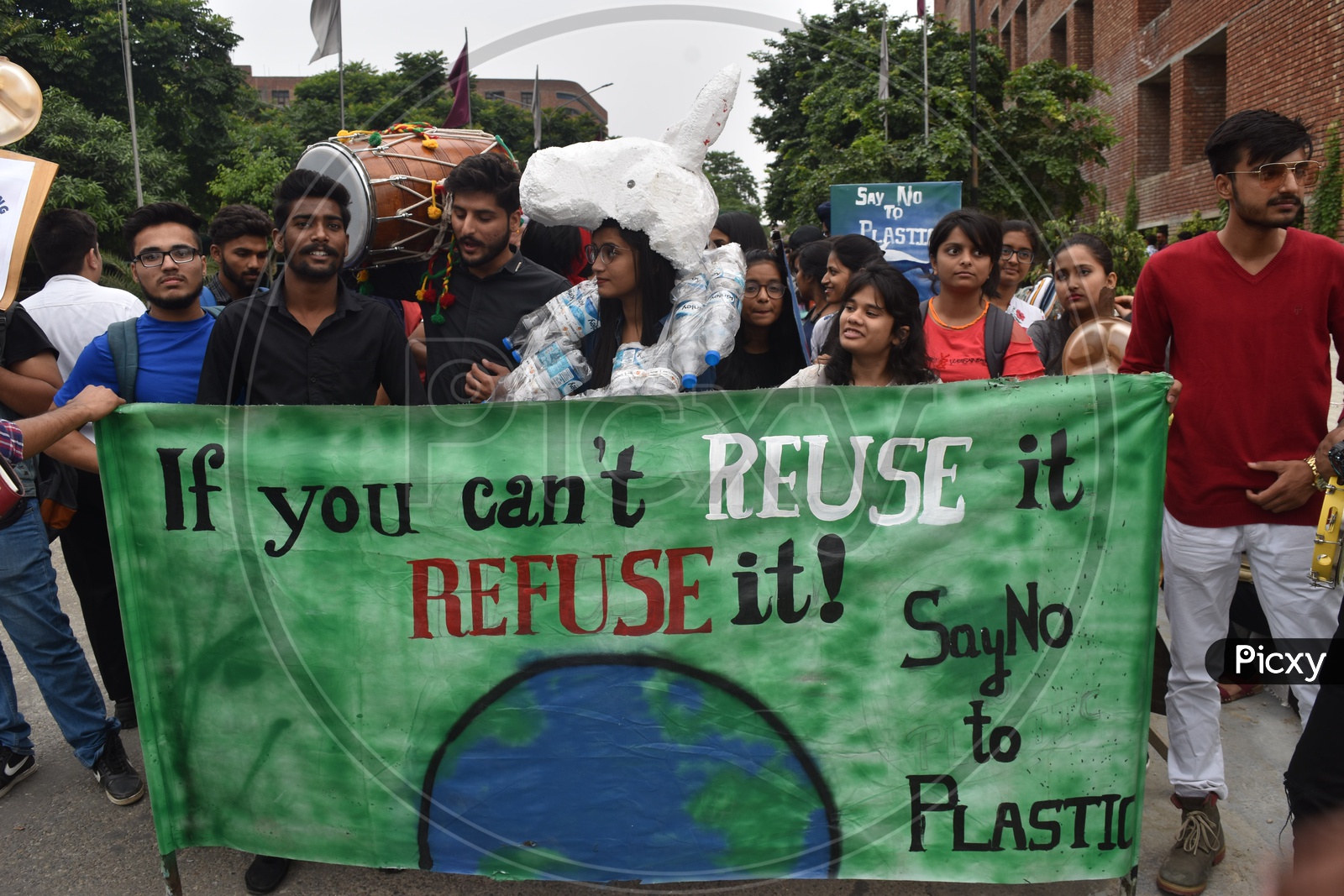 Image of College Student Awareness Rally On Plastic Ban At An ...