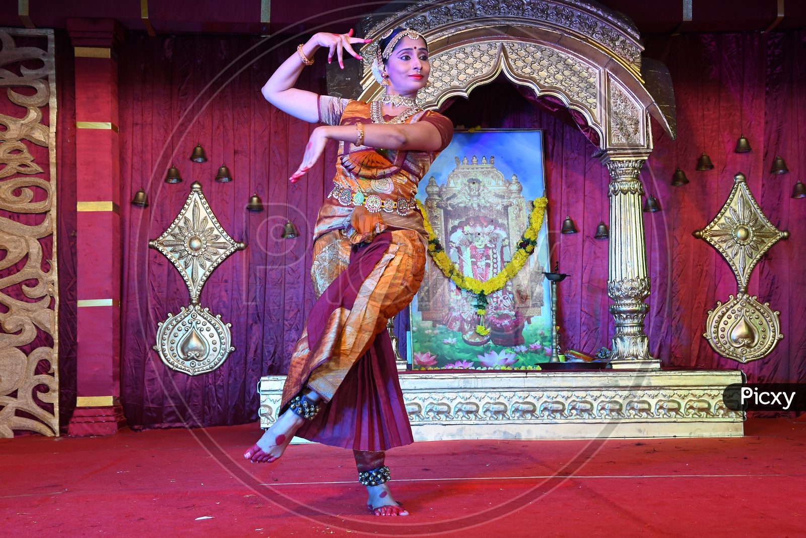 Image of Traditional Kuchipudi Dancer Dancing on Stage-IP726466-Picxy