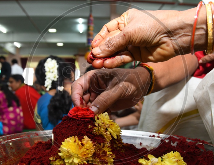 Image of Kumkuma Archana Pooja at Kanaka Durga Temple-BX653108-Picxy