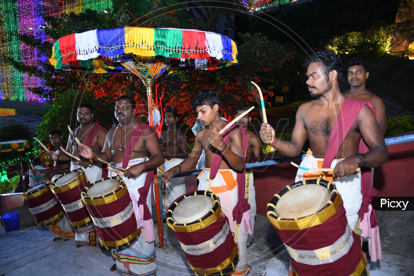 Image of Kerala Chandi Drum Artists Playing Traditional Drums At Hindu ...