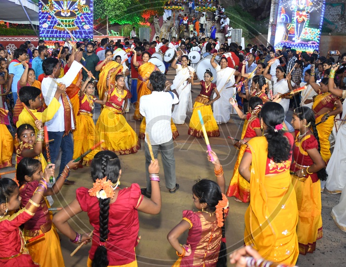Image of Indian Girl performing Kolatam dance during Navratri in ...