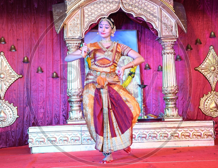 Image of Indian Professional Traditional Bharathanatyam Dancer Dancing ...