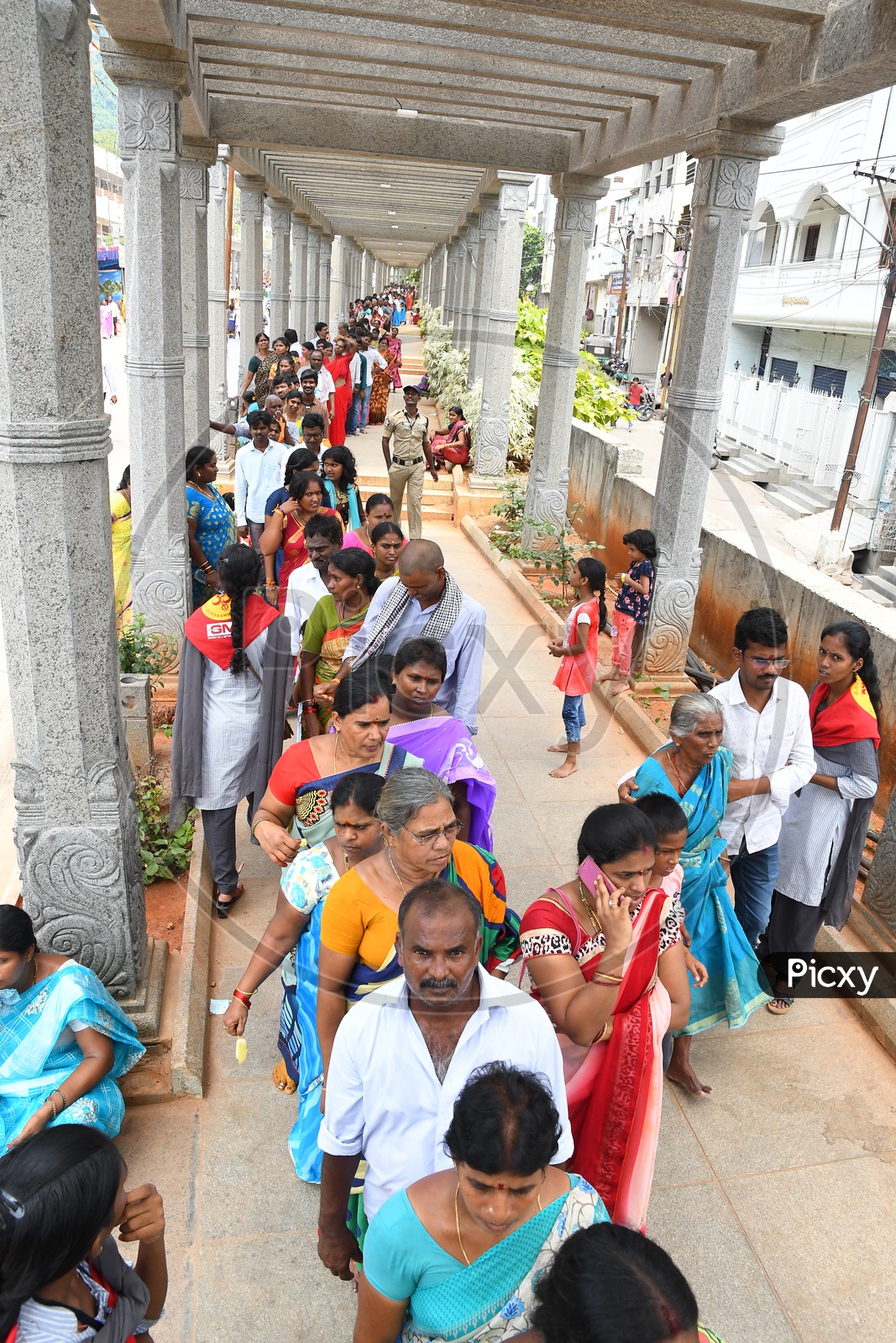 Image of Hindu Devotees In Queue Lines For Darshan During Durga ...