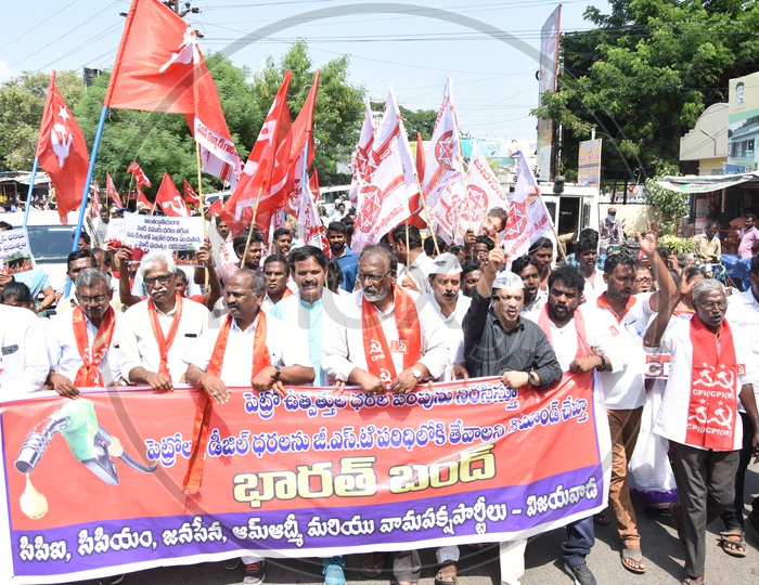 Image of Political Parties CPM Janasena Party Protesting against high ...