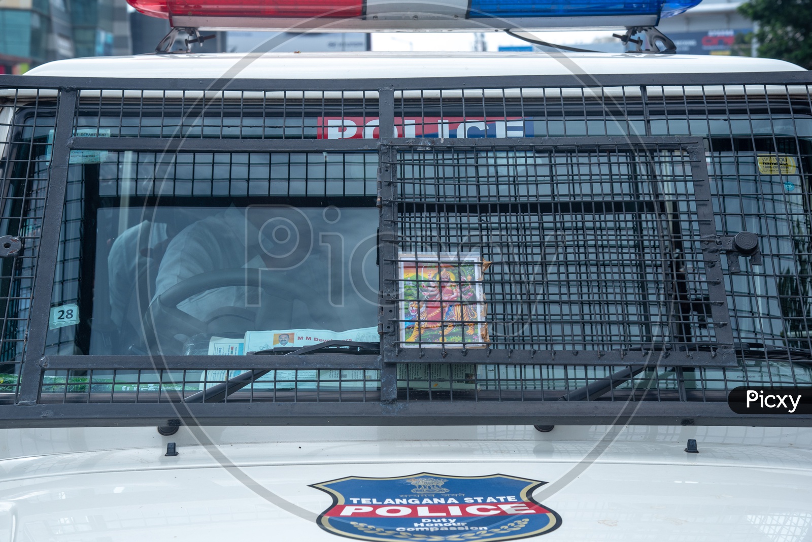 Image of Telangana State Police with iron grills on the front ...