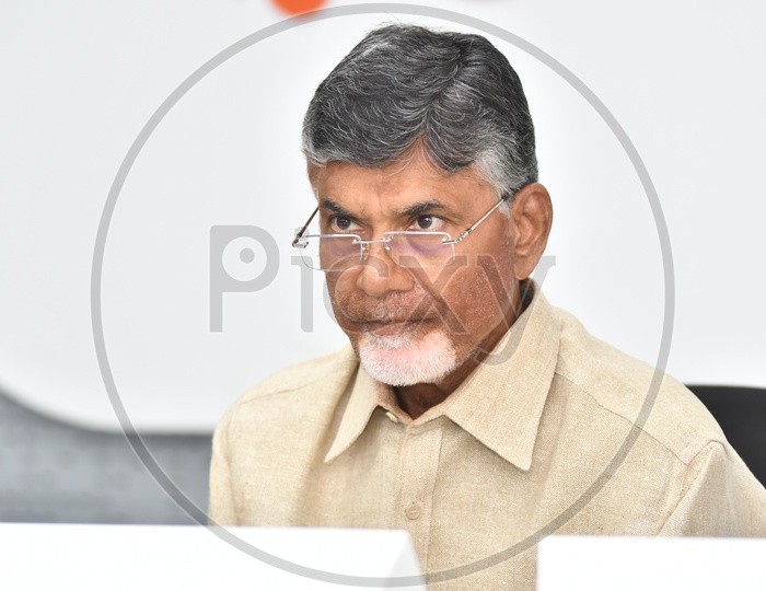 Image of Nara Chandrababu Naidu Former Chief Minister of Andhra Pradesh Explaining about Real ...