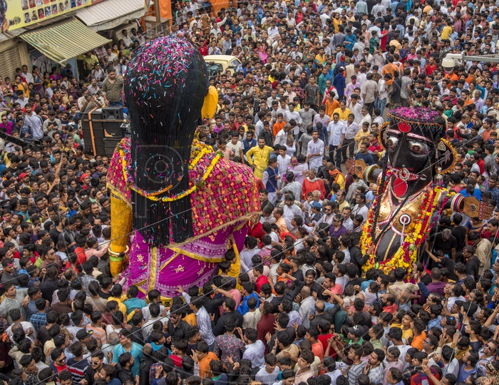 Image of Pili Marbat and Kala Marbat Idols Procession In Nagpur After ...