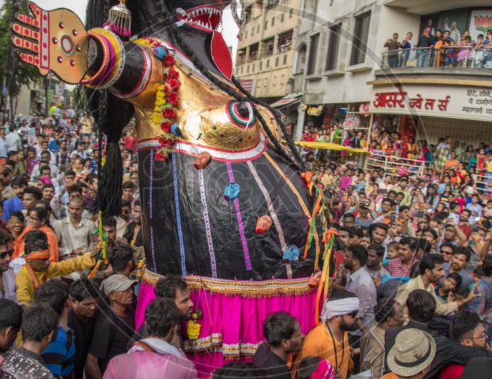Image of Pili Marbat and Kala Marbat Idols Procession In Nagpur After ...