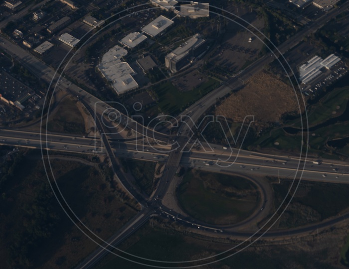 Image of Aerial view of Intersection of Downtown Roadways in Salt Lake ...