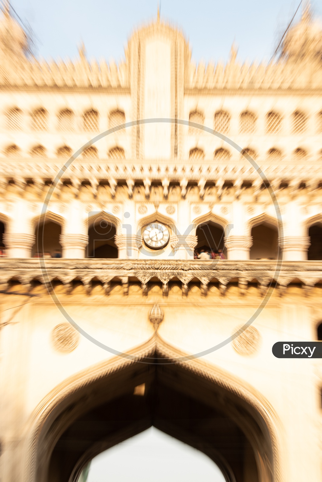 Image of Zoom Burst of Charminar With Clock Dial-KH395743-Picxy