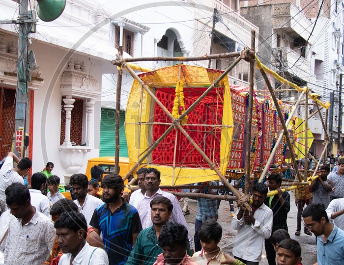 Image of Sacred Wooden Frames With Color Papers At Temples During ...