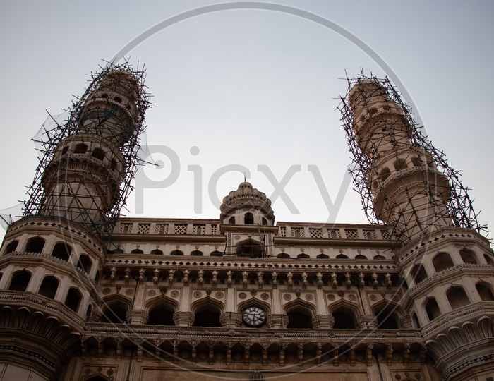 Image of Charminar View With Pillars over Blue Sky Background-OJ709879 ...