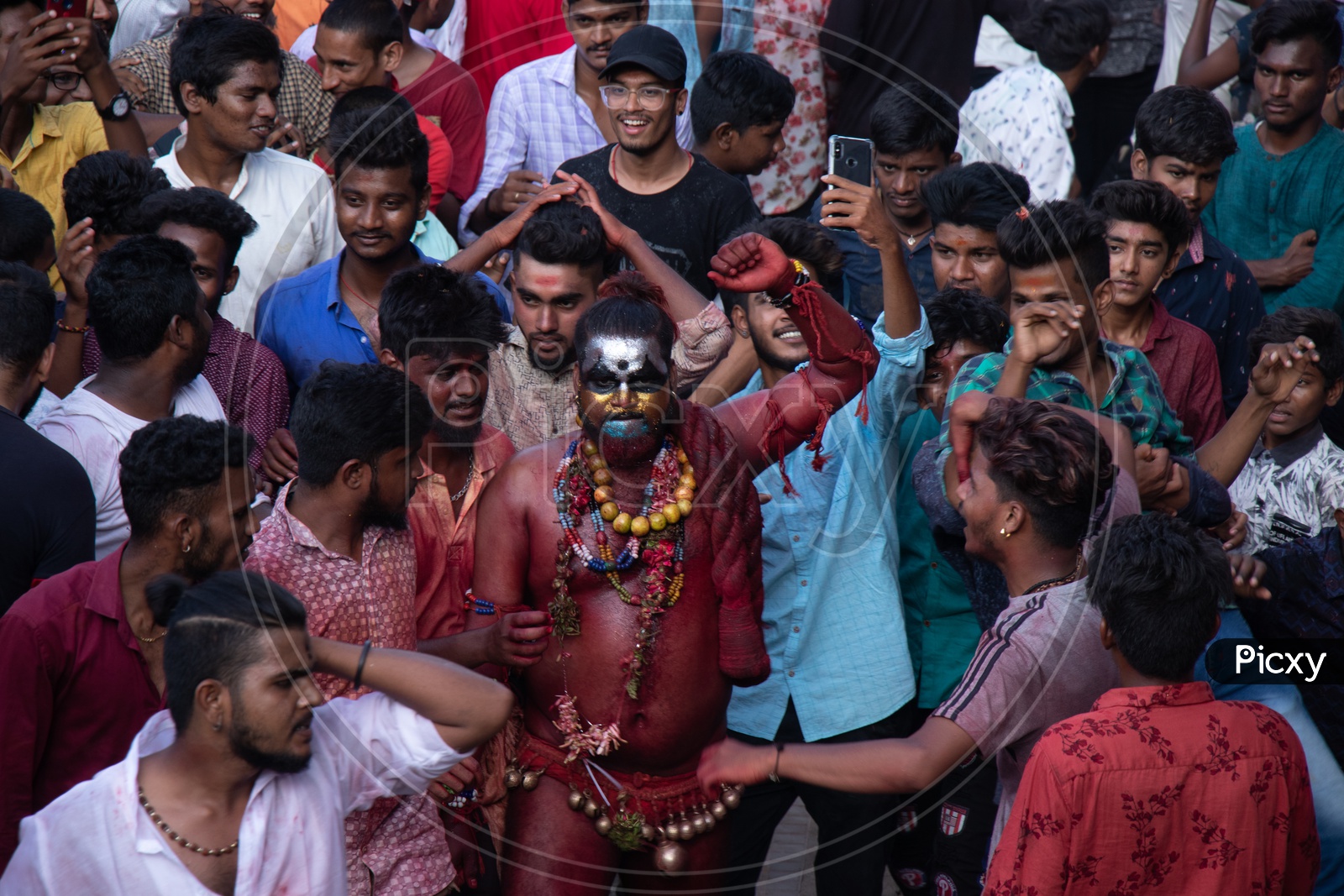 Image of Pothuraju Surrounded By Crowd During Bonalu Festival ...
