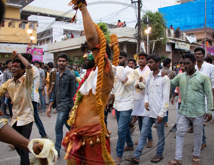 Image of Pothuraju Surrounded By Crowd During Bonalu Festival ...