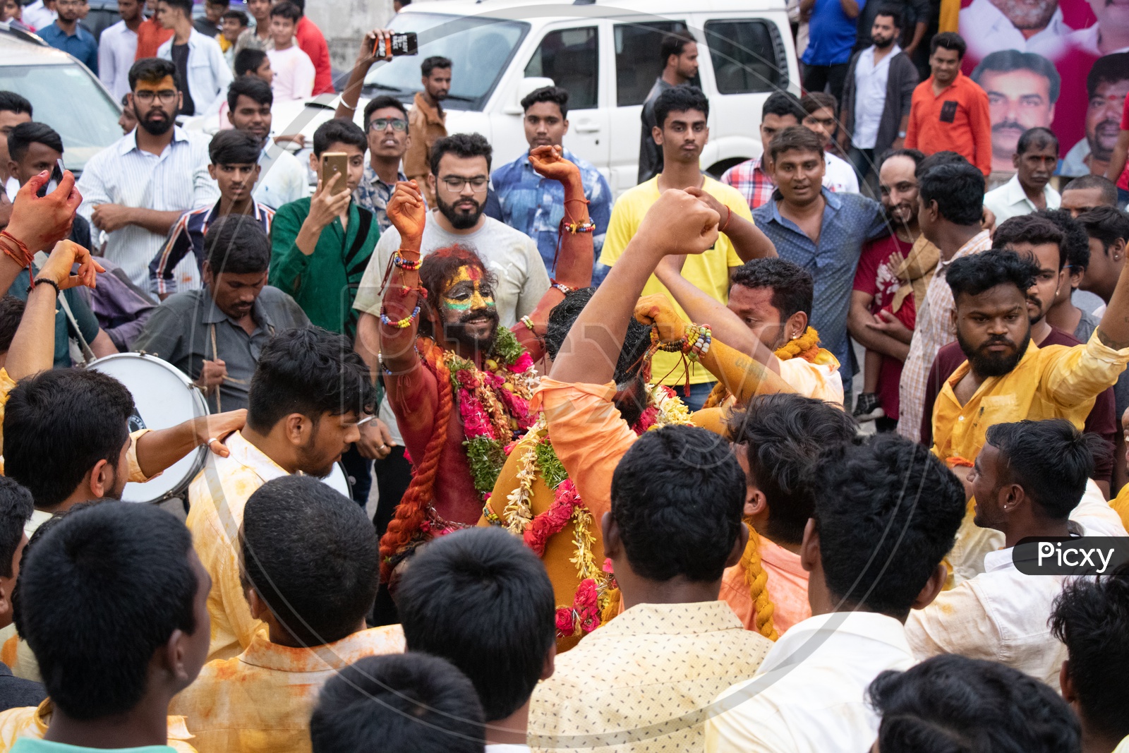 Image of Pothuraju Surrounded By Crowd During Bonalu Festival ...