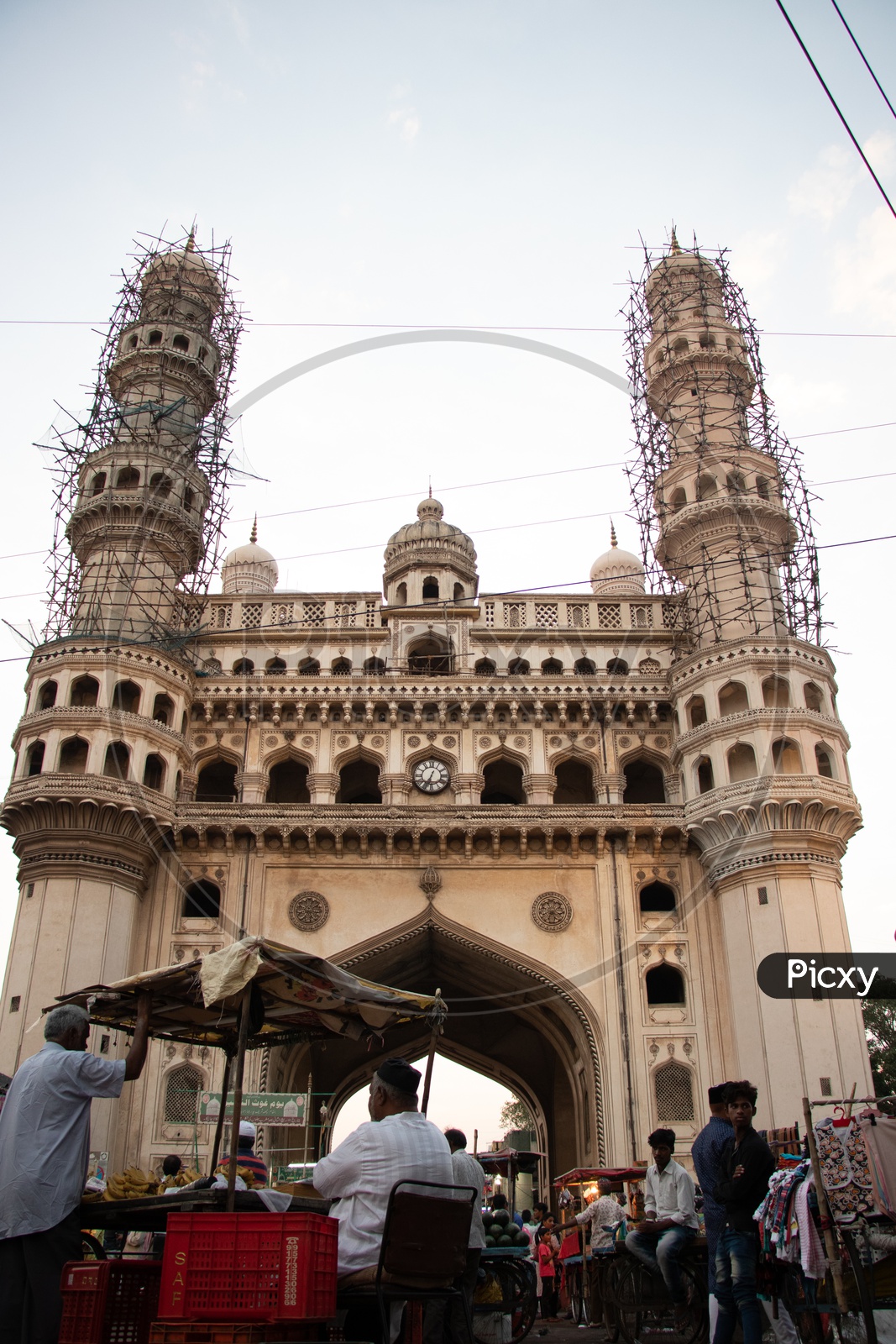 Image of Charminar View With Pillars over Blue Sky Background-DB766063 ...