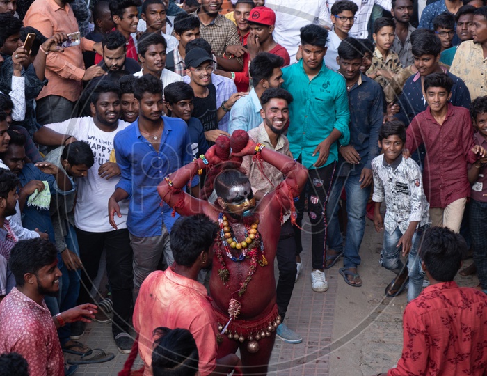 Image of Pothuraju Surrounded By Crowd During Bonalu Festival ...