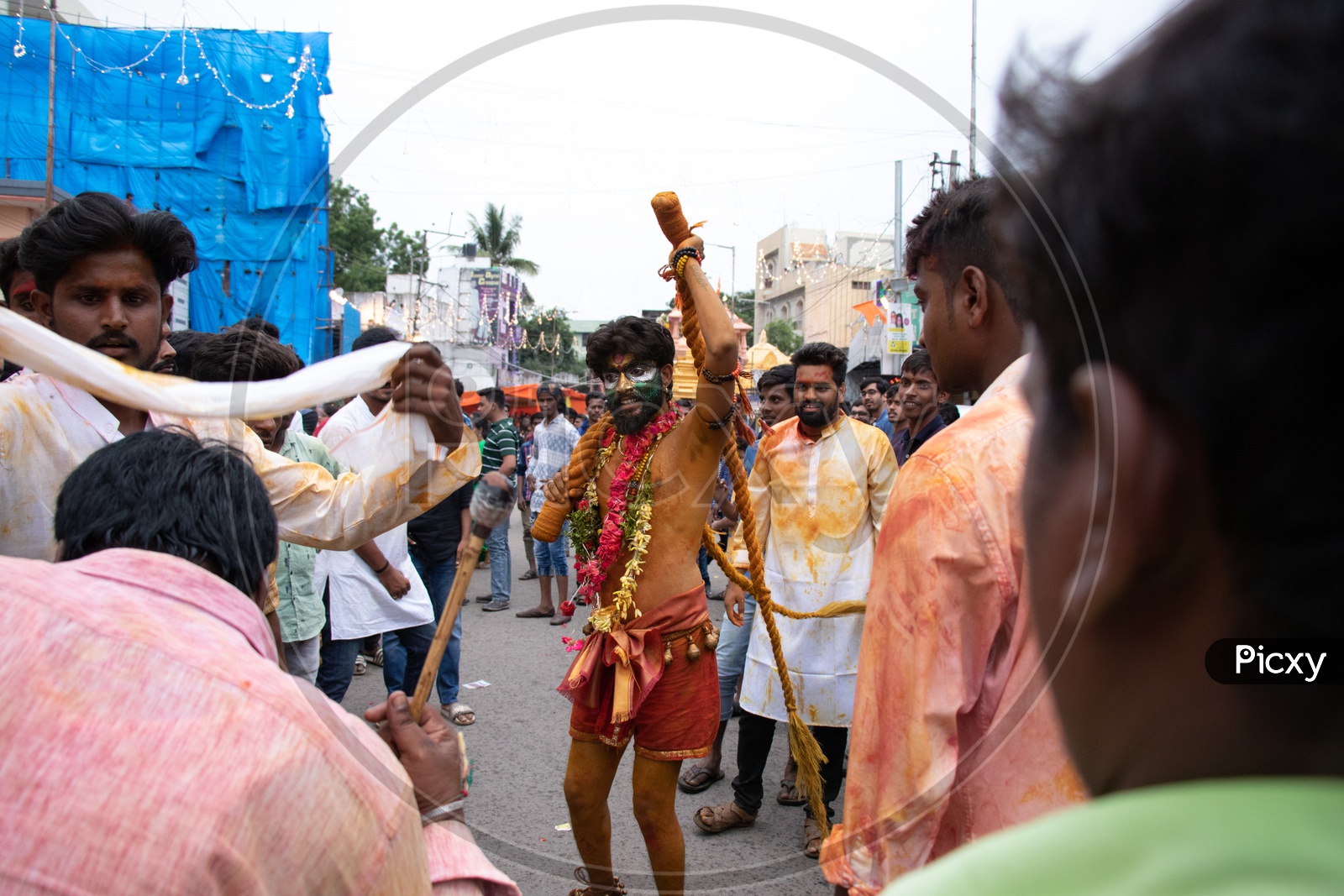 Image of Pothuraju Surrounded By Crowd During Bonalu Festival ...