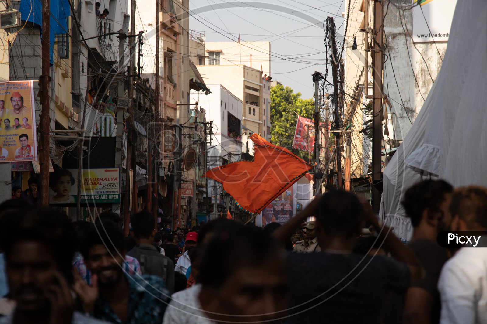 Image of Saffron Flags At Rama Idol Procession During Sri Rama Navami Shoba Yatra-ZE252129-Picxy