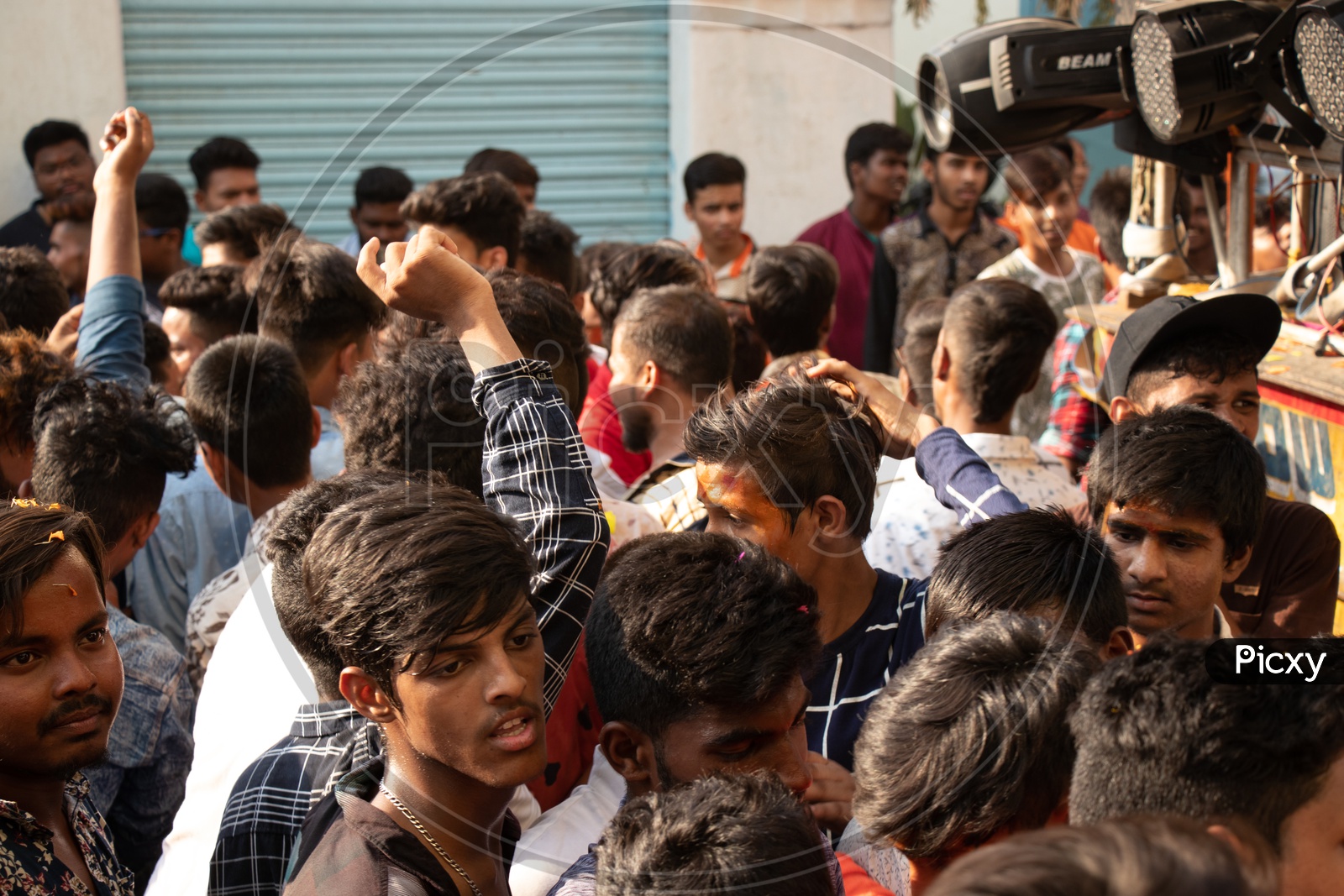 Image of Crowd Of Indian Young Man Enjoying And Dancing at Rama Navami ...