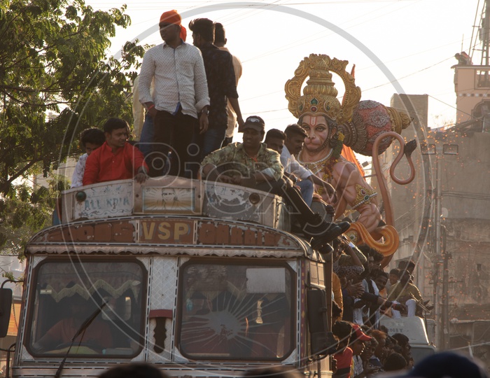 Image of Lord Hanuma Idols in Procession During Sri Rama Navami Shoba Yatra-ET273192-Picxy