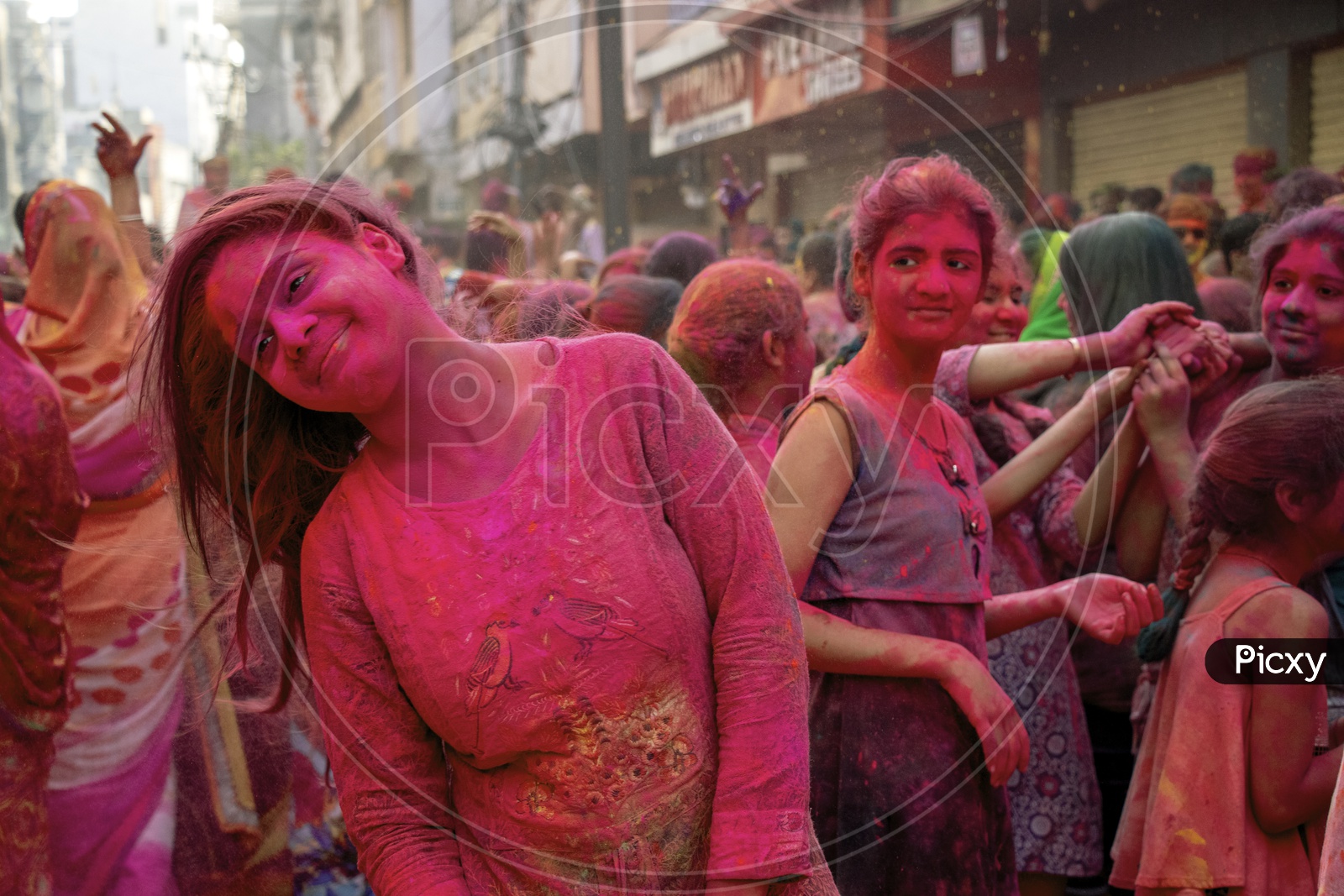 Image of Young Indian Girl Celebrating Holi Festival Filled in Colors ...