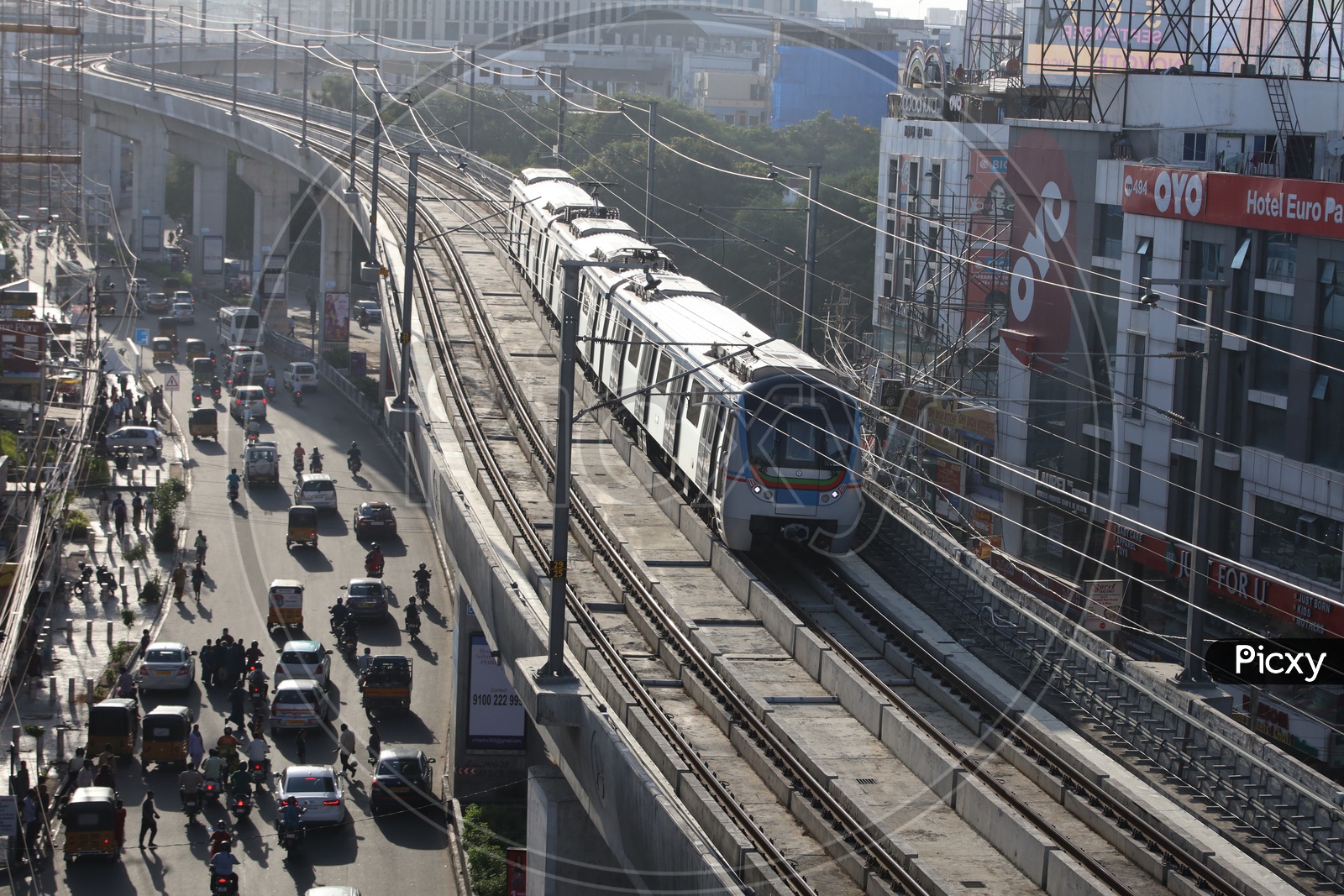 Image of Hyderabad Metro Train Running on Railway Line In Hyderabad ...