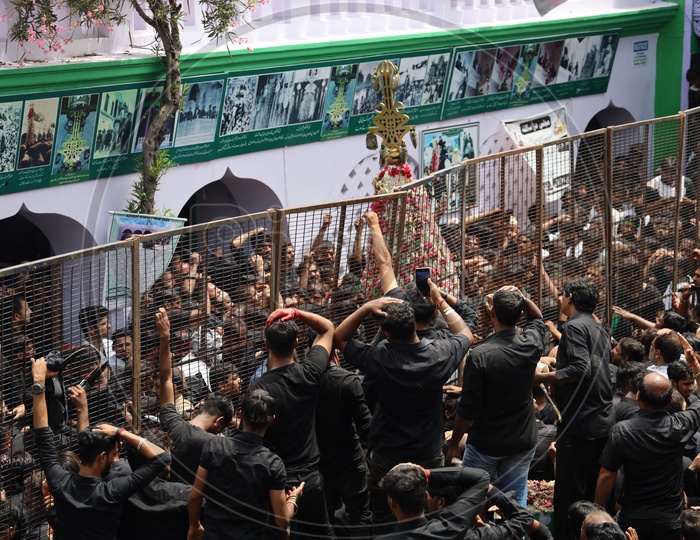 Image of Crowd Of Muslim Devotees Offering Mourns By flagellation ...