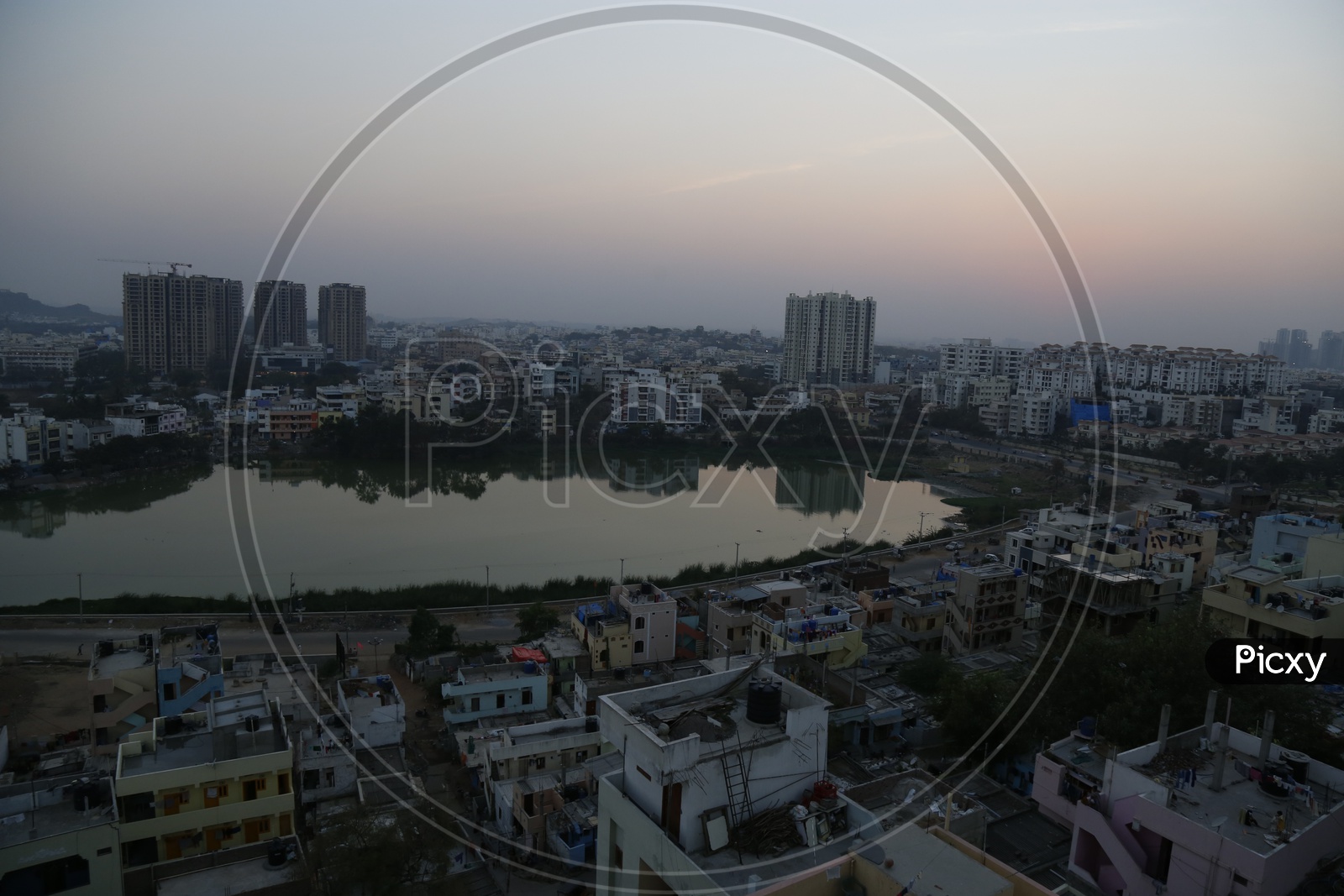 Image of Hyderabad City Scape View With Lake and High Rise Apartments ...