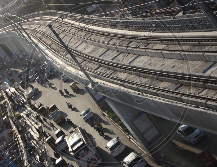 Image of Hyderabad Metro Train Track Line Composition With Commuting ...