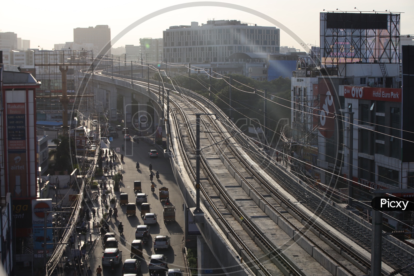 Image of Hyderabad Metro Train Track Line Composition With Commuting ...