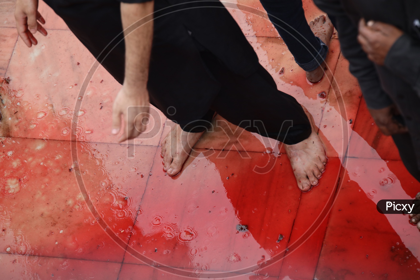 Image of Reflection of Devotees On Blood Surface At Muharrum mourning ...