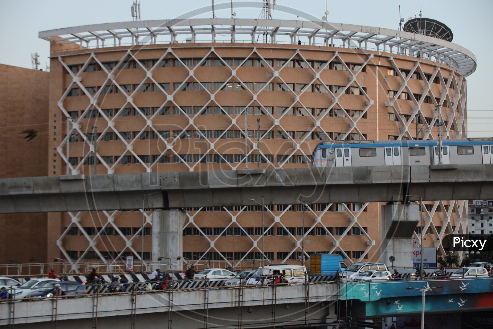Image of Hyderabad Metro Train Composition With Train Running On Track ...
