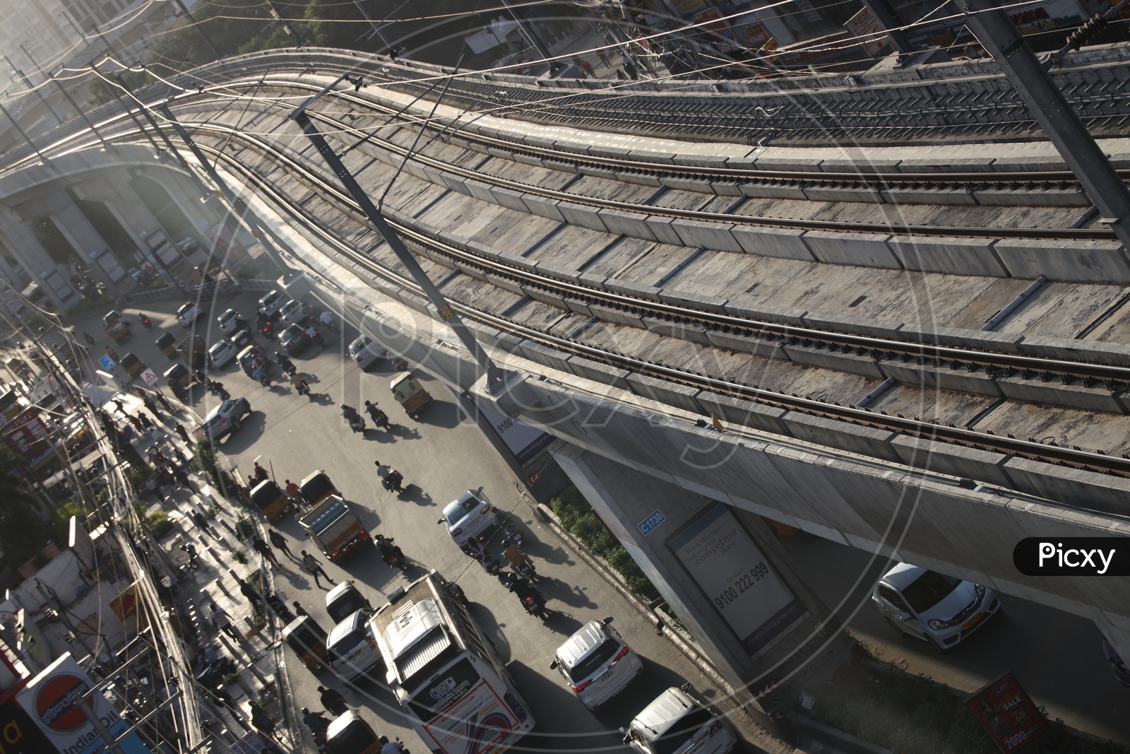 Image of Hyderabad Metro Train Track Line Composition With Commuting ...