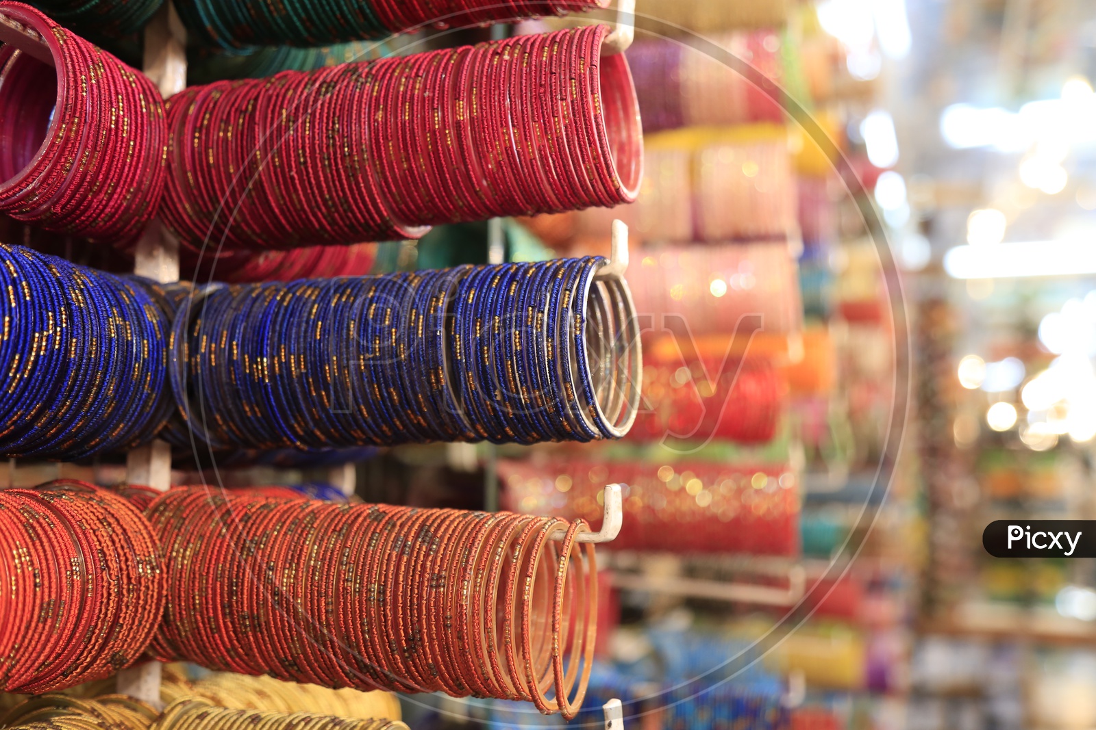 Image of Colorful Bangles In Bangle Stalls Around Charminar-TO017000-Picxy